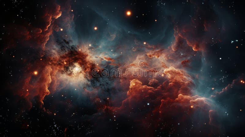 Ethereal View of Galaxy with Nebulous Clouds and Star Clusters in Outer ...
