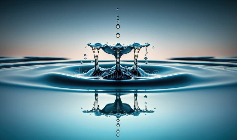 Ethereal Water Drops and Splashes on Blue Background for Dreamy Designs ...