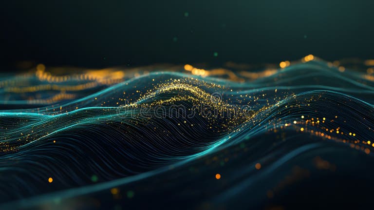 Ethereal Wave Patterns Float with Glowing Edges, Surrounded by ...