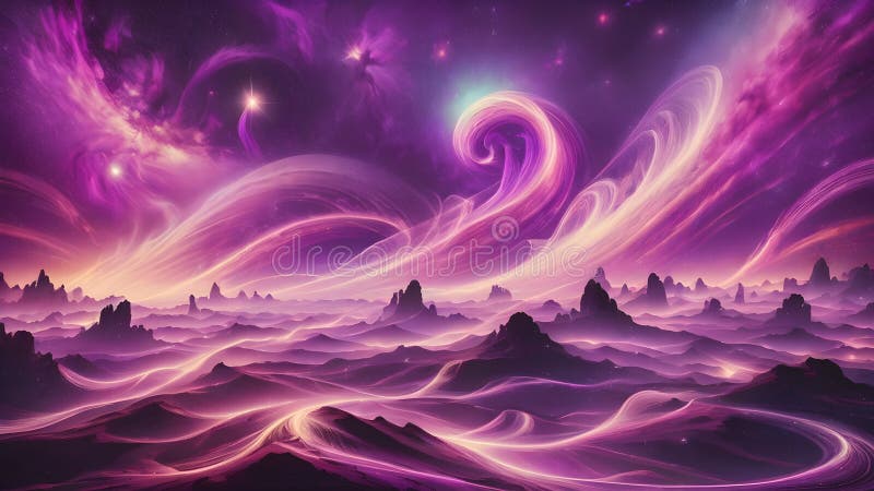 Ethereal Waves Abstract Purple Aurora with Dynamic Background Stock ...