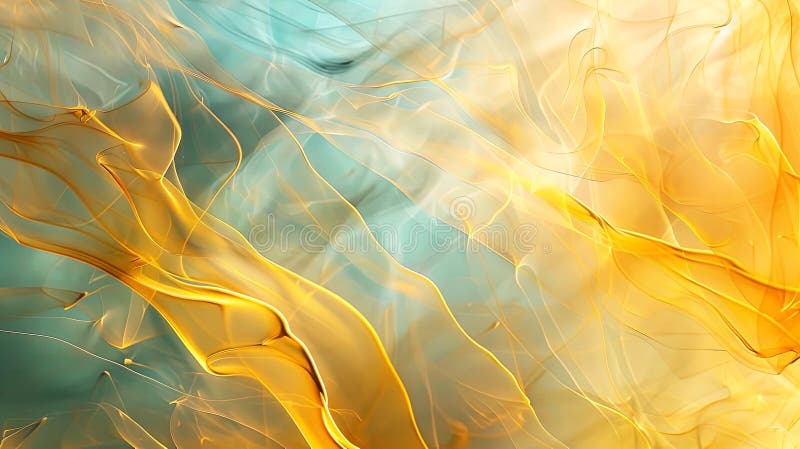 Ethereal Waves of Blue and Gold Intertwine in a Dynamic Flow, Capturing ...