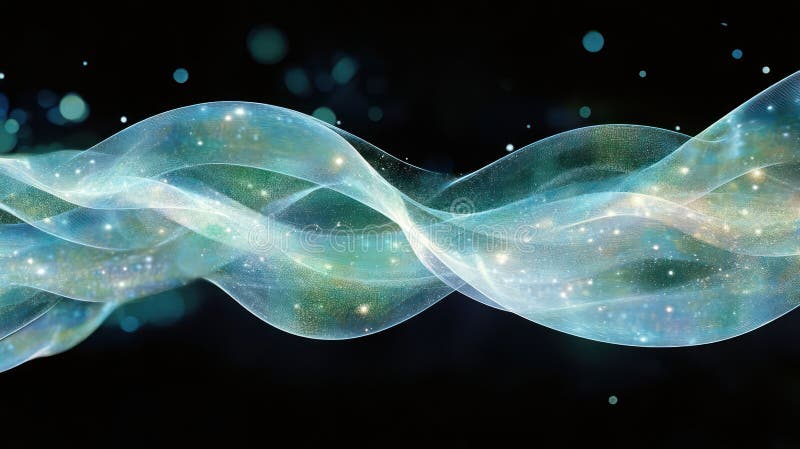 Ethereal Waves with Sparkling Elements Against a Dark Backdrop ...