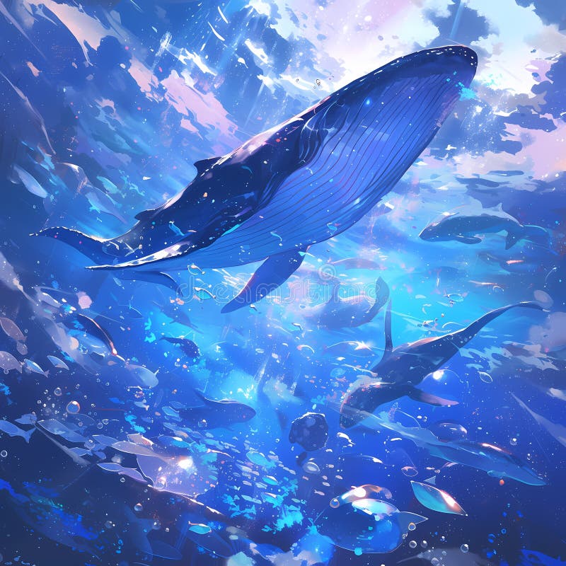 Ethereal Whale Dreamscape stock illustration. Illustration of scale ...