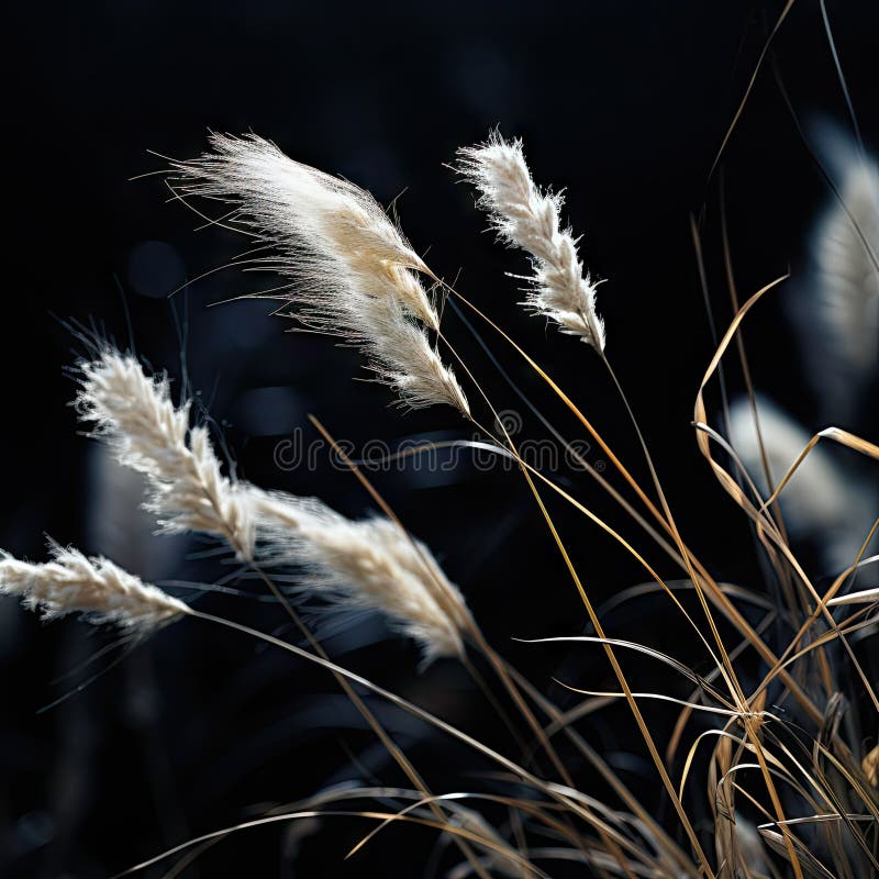 Ethereal Whispers: White Mountain Grass Against a Dark Backdrop ...
