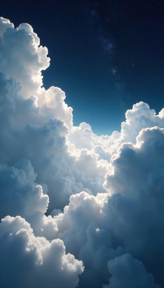 Ethereal White Clouds Float Against a Deep Black Void , Shadow, Pattern ...