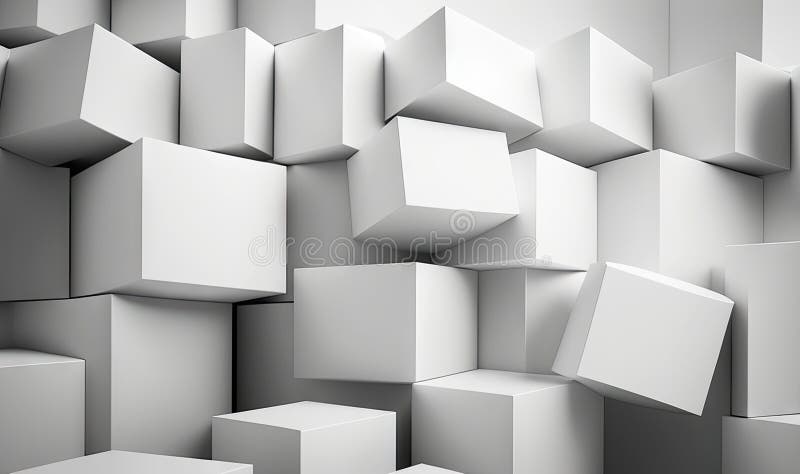 Ethereal White Cube Boxes on Block Background for Web Banners. Stock ...