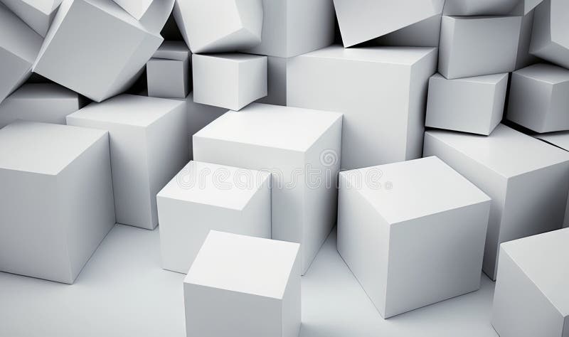 Ethereal White Cube Boxes on Block Background for Web Banners. Stock ...