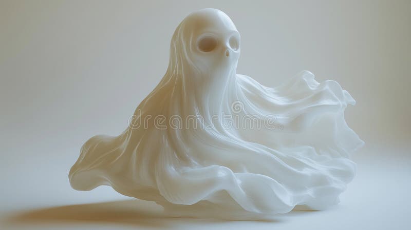 Ethereal White Ghost Figure with Flowing Form Captured in Soft Light ...