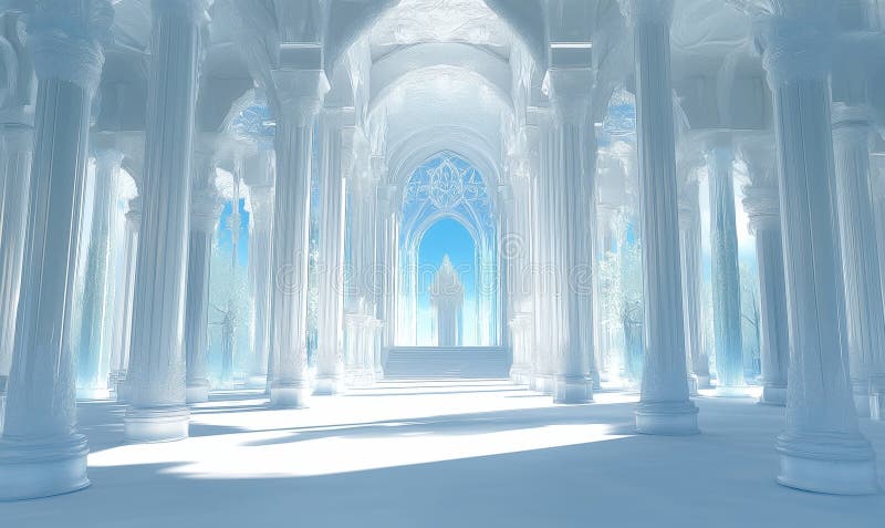 Ethereal White Palace Interior with Columns and Light Stock Photo - Image of surreal, serene ...