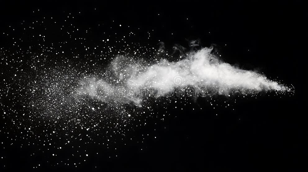 Ethereal White Powder Explosion Against Black Background Abstract Dust ...