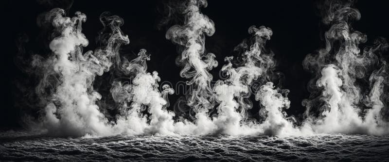 Ethereal White Smoke Dust Mist Waves Against Dark Background Stock ...