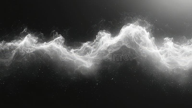 Ethereal White Smoke Waves on Dark Background with Soft Gradients and ...
