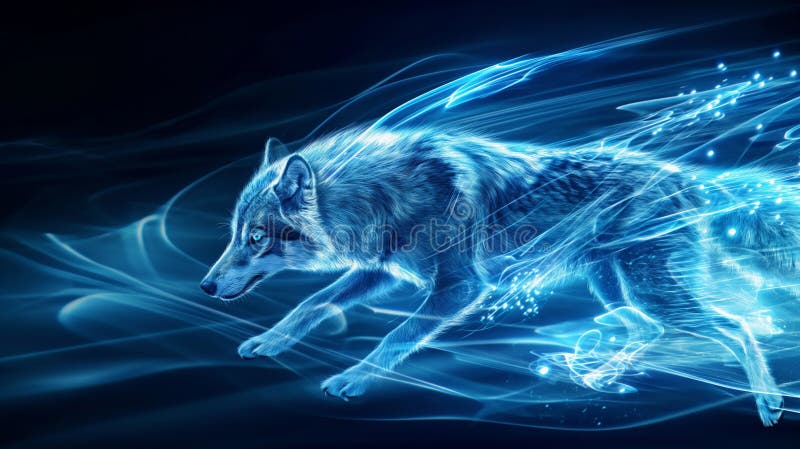 Ethereal Wolf in Motion stock photo. Image of powerful - 322280782