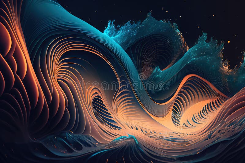 Ethereal World of Digitized Waves and Ripples in Motion Stock ...