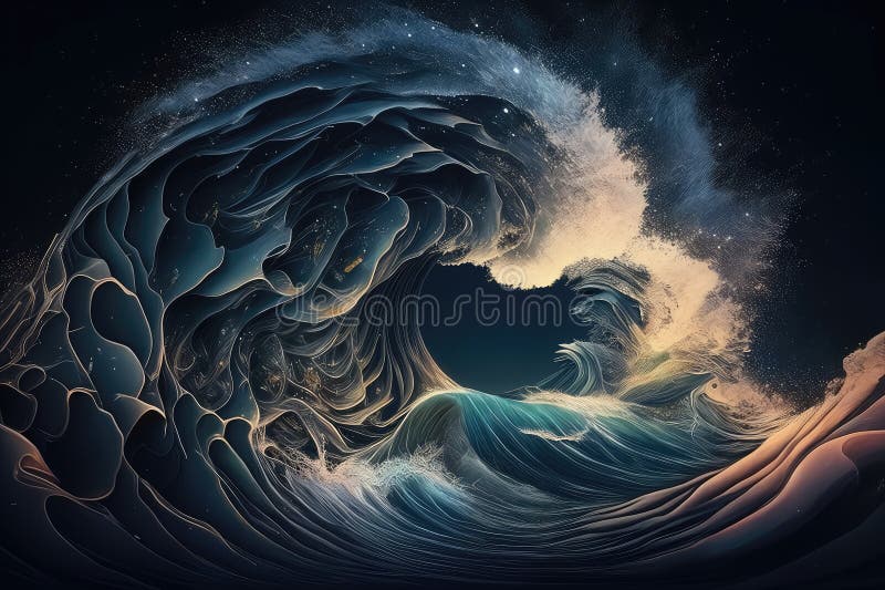 Ethereal World of Digitized Waves and Ripples in Motion Stock ...