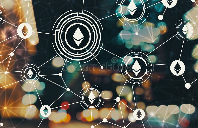 Ethereum with Blurred City Lights Editorial Stock Photo - Illustration ...