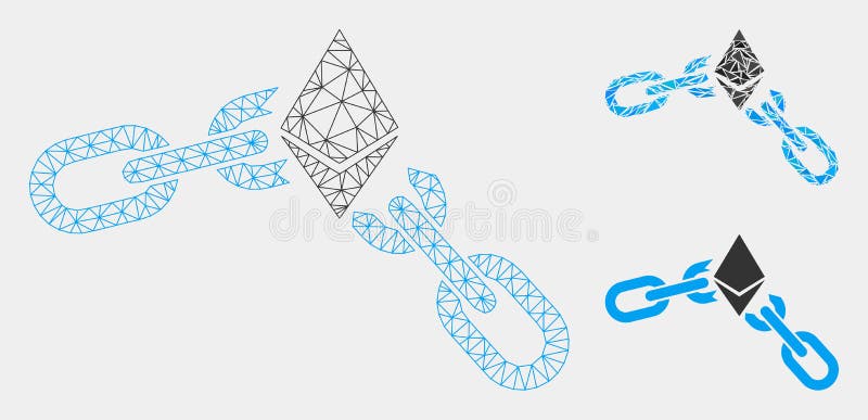 Ethereum Broken Chain Vector Mesh Wire Frame Model and Triangle Mosaic ...