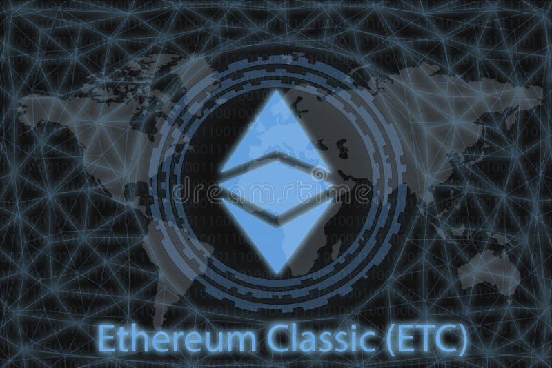 Ethereum Classic ETC Abstract Cryptocurrency. with a Dark Background ...