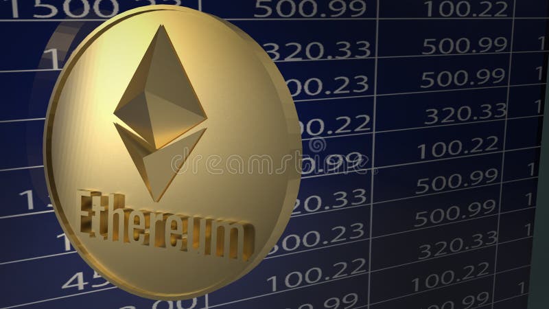 Ethereum Coins Chart for Cryptocurrency Content 3d Rendering Editorial ...