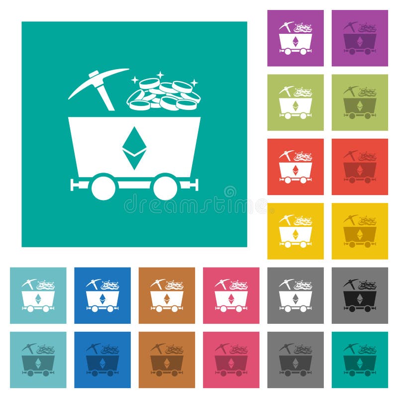 Ethereum Cryptocurrency Mining with Treasure Square Flat Multi Colored ...