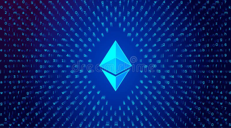 Ethereum ETH Cryptocurrency Token Symbol on Dark Polygonal Background ...
