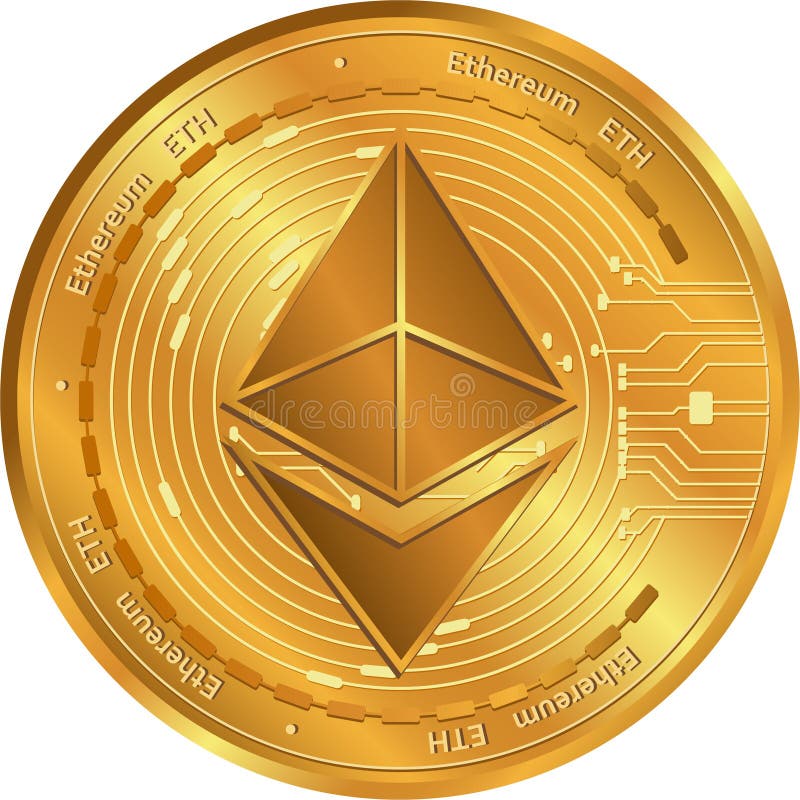 Ethereum ETH Gold Coin Isolated.Digital Cryptocurrency. Editorial Image ...
