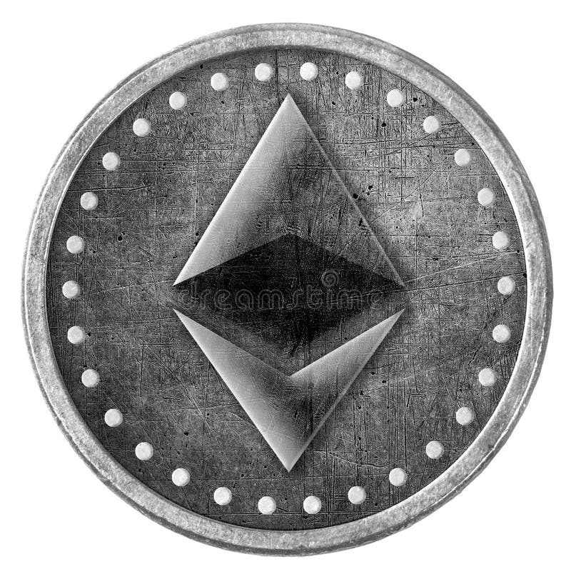 Ethereum Grunge Silver Coin, Token Stock Illustration - Illustration of ...