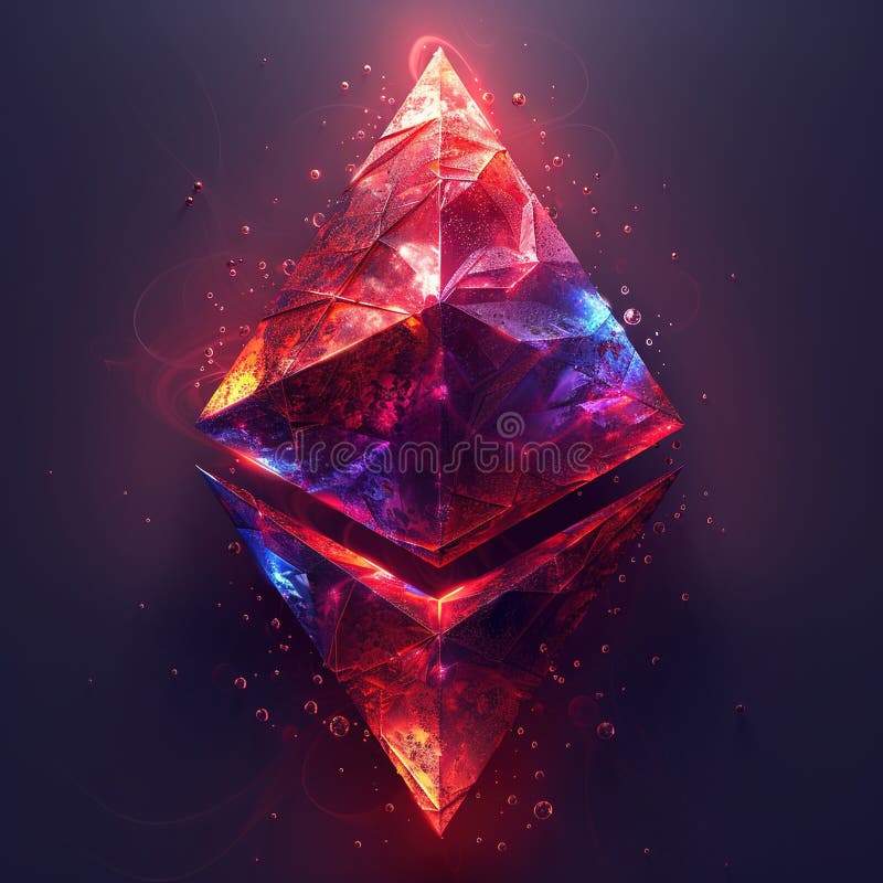 Ethereum Logo with Glowing Lights on Black Background Stock ...