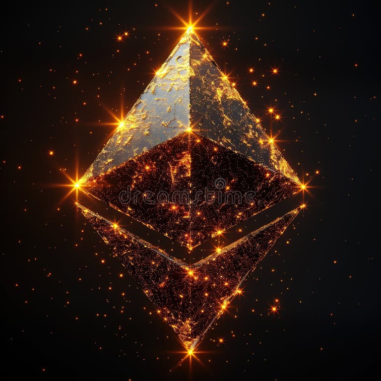 Ethereum Logo with Glowing Lights on Black Background Stock ...