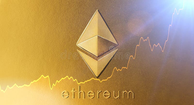Ethereum on Real Golden Authentic Surface with Chart Editorial Image ...