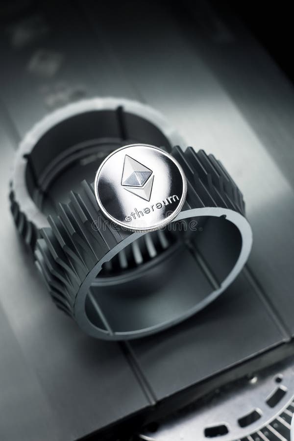Ethereum Silver Crypto Coin Lies on the Gearwheel Editorial Photo ...