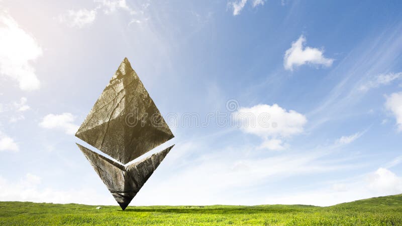 Ethereum Symbol on Green Grass Stock Photo - Image of rise, future ...