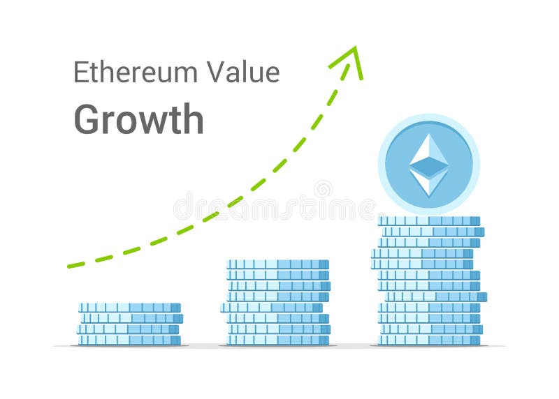 Ethereum Value Growth Concept Illustration Isolated on White Background ...