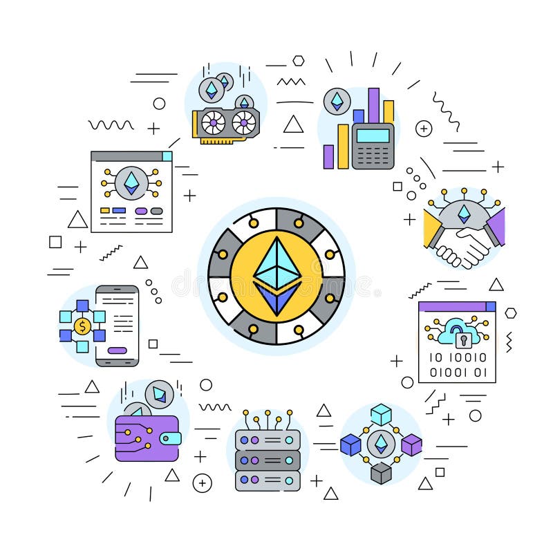 Ethereum Web Banner. Infographics with Linear Icons Stock Vector ...