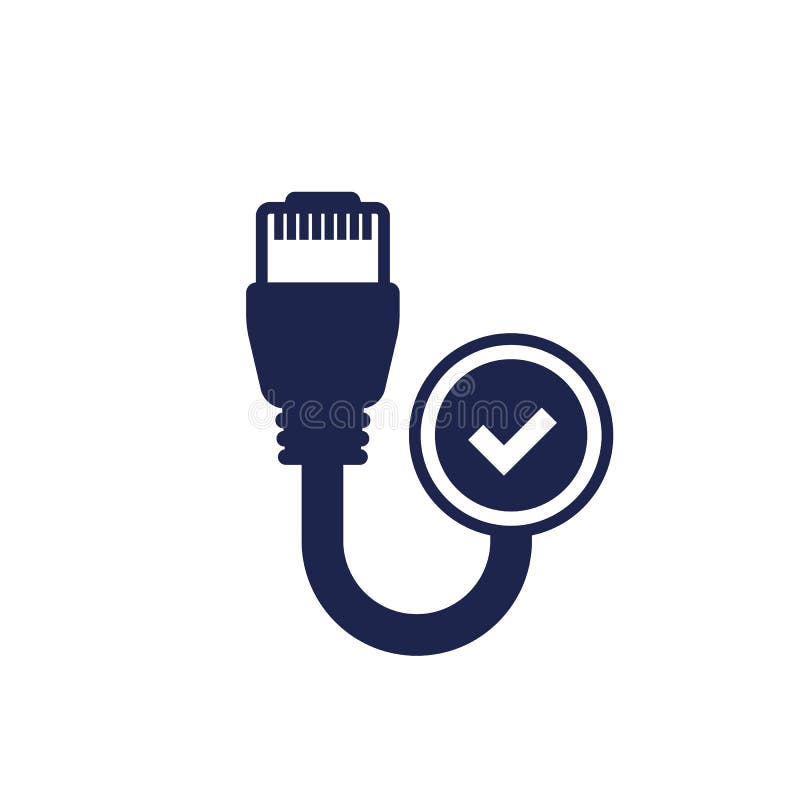 Ethernet Cable and Check Mark, Vector Icon Stock Illustration ...