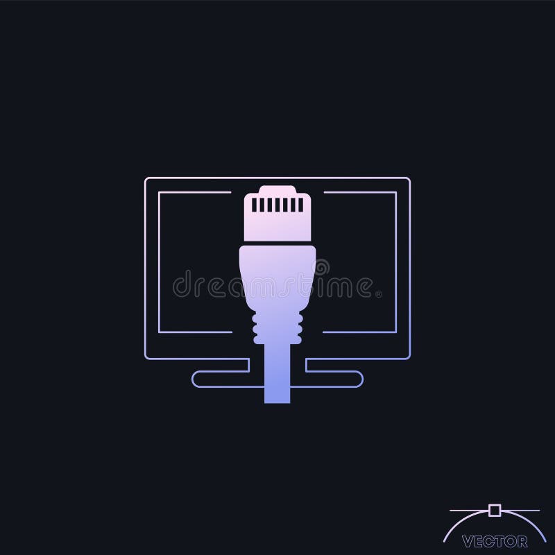 Ethernet Cable and Computer Icon with Gradient Stock Illustration ...