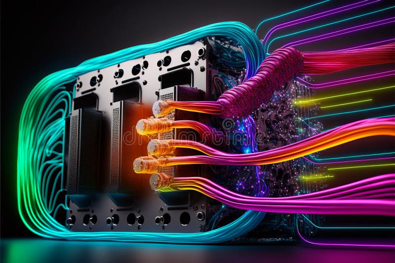 Ethernet Cable on Network Switches and Server. Generative Ai Stock ...