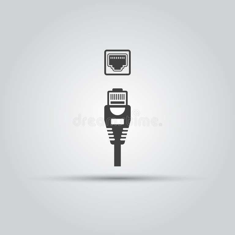 Ethernet Cable and Port Isolated Vector Black Icon Stock Vector ...