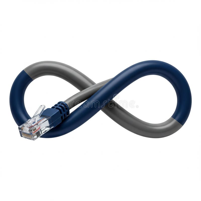 An Ethernet Cable is Shaped into an Infinity Symbol. the Cable is Dark ...