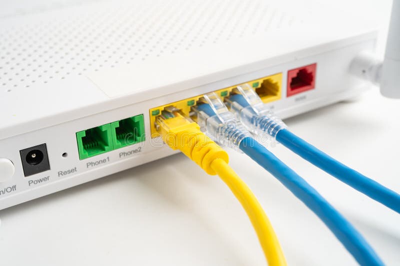 Ethernet Cable with Wireless Router Connect To Internet Service Provider Internet Network Stock ...