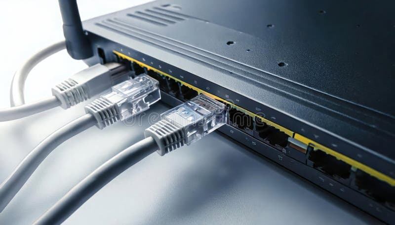 An Ethernet Cable with a Wireless Router Connects To the Internet ...