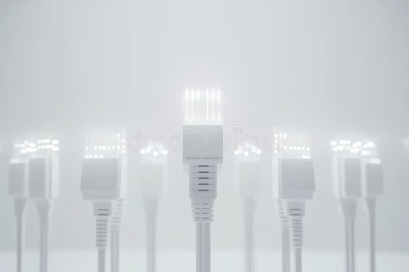 Ethernet Cables Arranged Vertically in a Row with Transparent ...