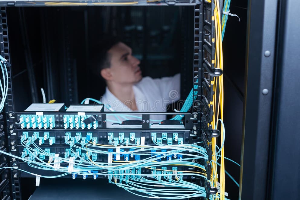 Ethernet Cables Being Connected To the Data Server Stock Image - Image ...