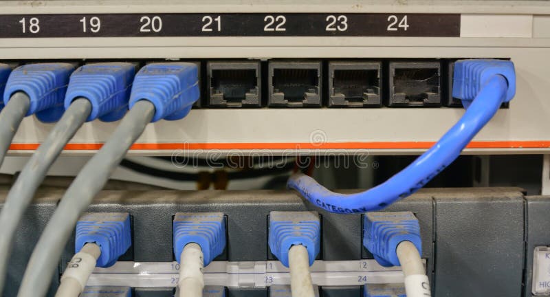 Ethernet Cables Connected To Computer Internet Server Stock Image ...
