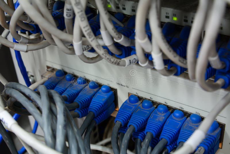 Ethernet Cables Connected To Computer Internet Server Stock Image ...