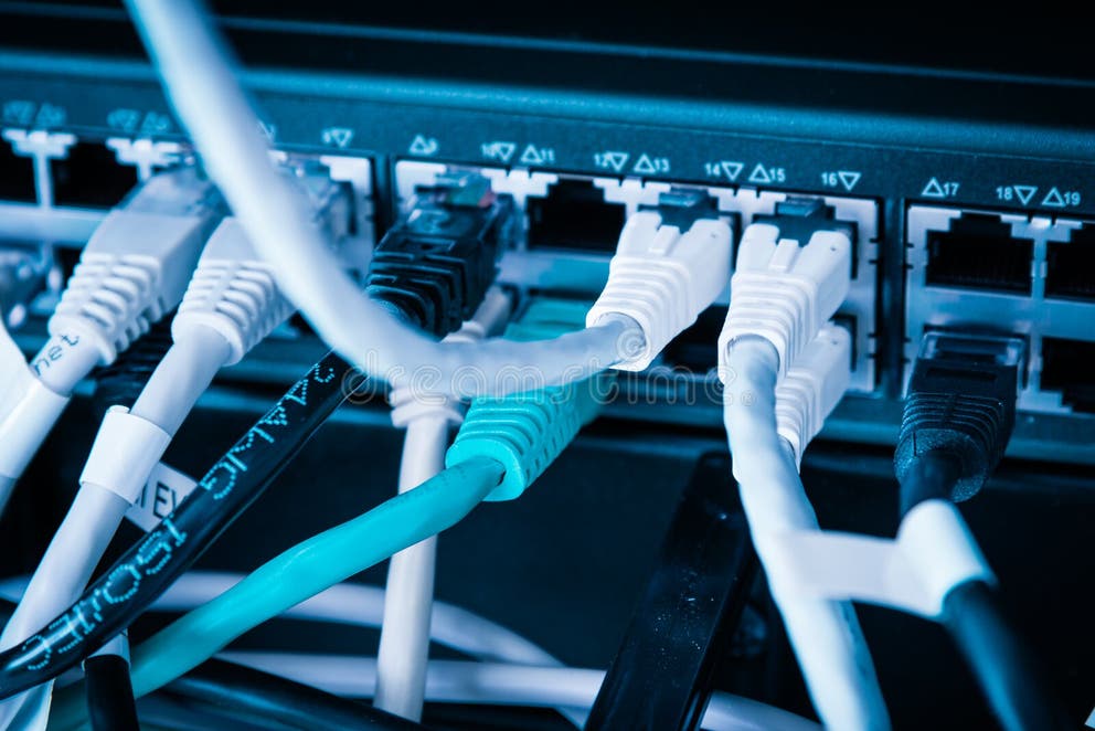 Ethernet Cables Connected To Server Switch Stock Image - Image of ...