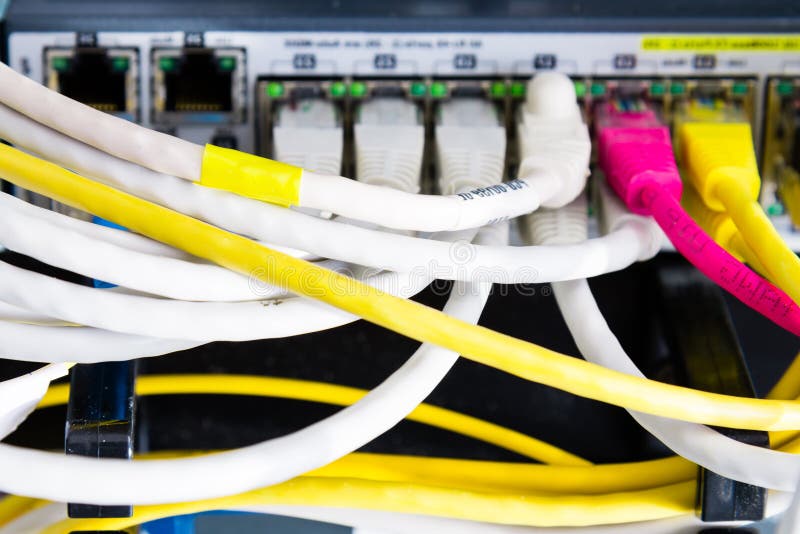 Ethernet Cables Connected To Server Switch Stock Photo - Image of rj45 ...