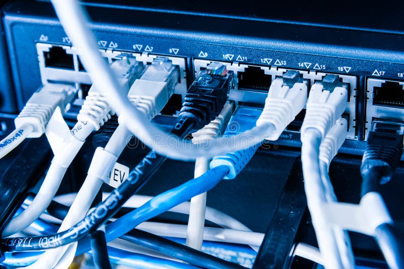 Ethernet Cables Connected To Server Switch Stock Photo - Image of ...