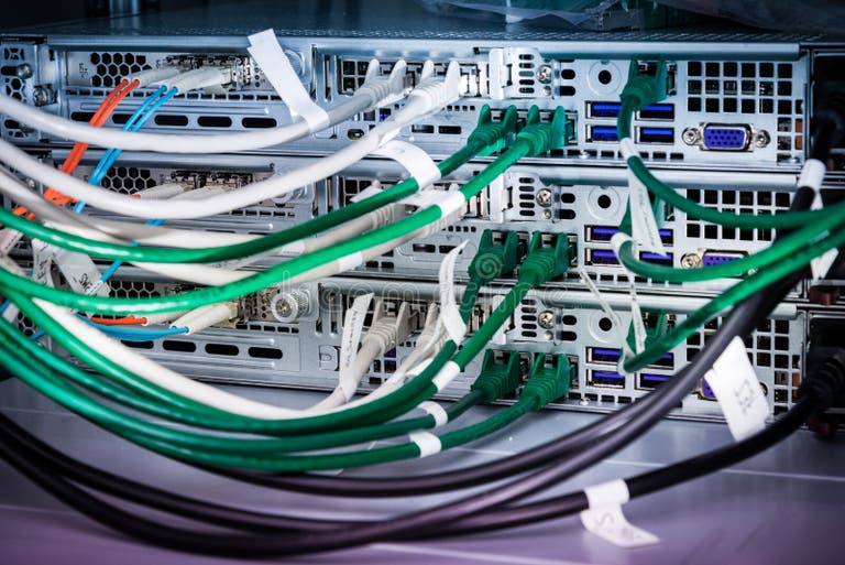 Ethernet Cables Connected To Server Switch Stock Image - Image of link ...