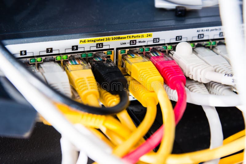 Ethernet Cables Connected To Server Switch Stock Image - Image of link ...